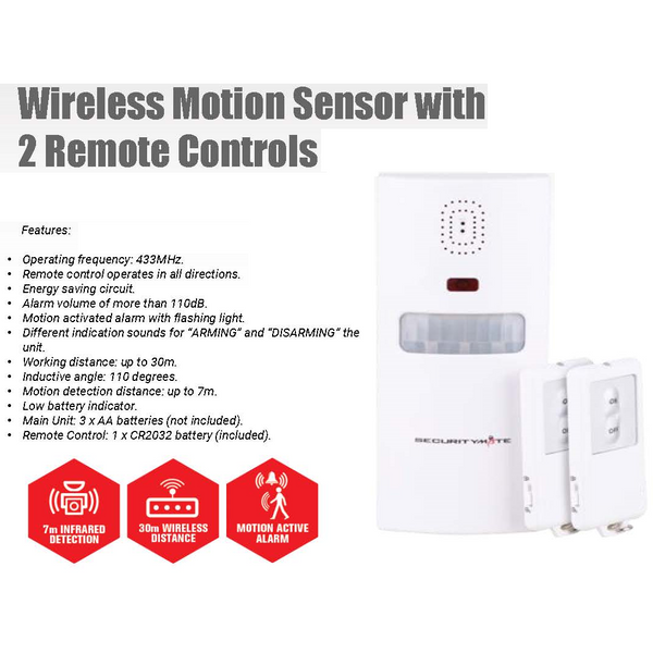 Securitymate Wireless Motion Sensor with 2 Remote Controls - SMWMS3 ...