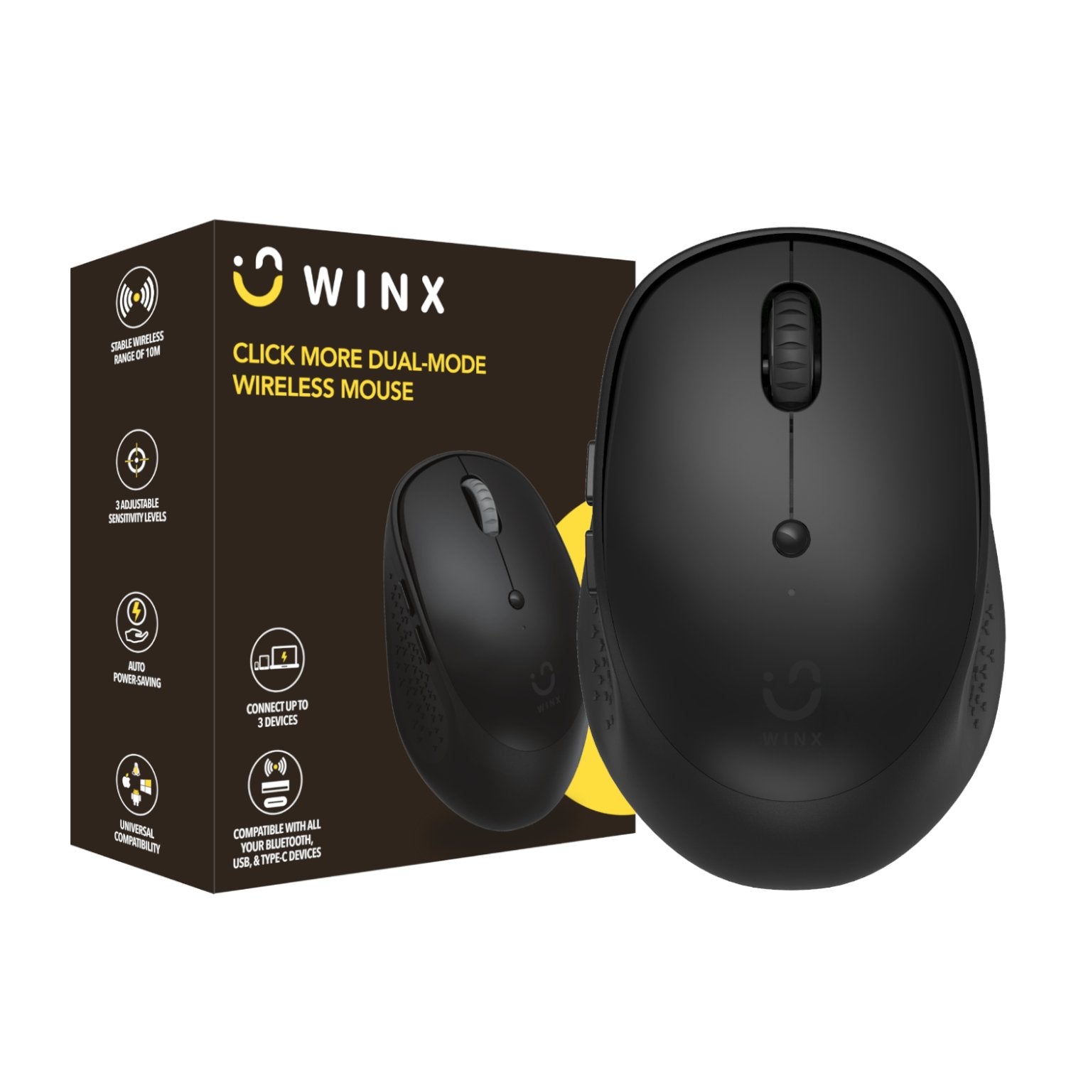 WinX CLICK More Dual-Mode Wireless Mouse Black - WX-KB113 – New World