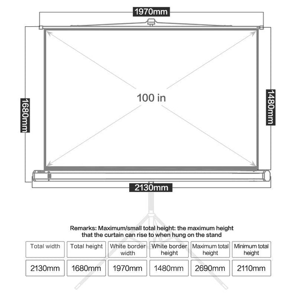 Deli 50491 100" Portable Diagonal Projector Screen – New World