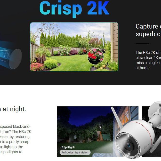 EZVIZ H3C 3MP 2K AI Powered Colour Night Vision WiFi Security Camera ...