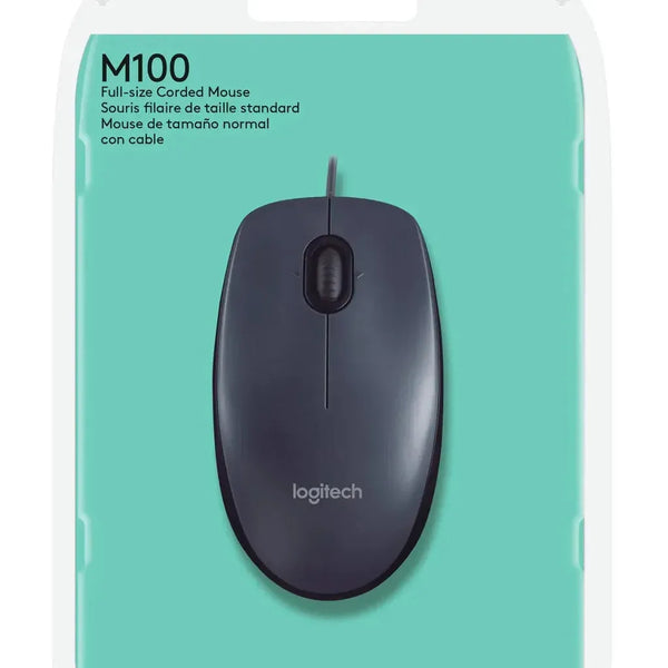 Logitech M100 Wired USB Mouse Black – New World