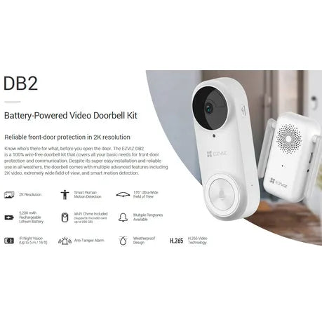 Ezviz DB2 Pro Battery-powered Video Doorbell Kit – New World